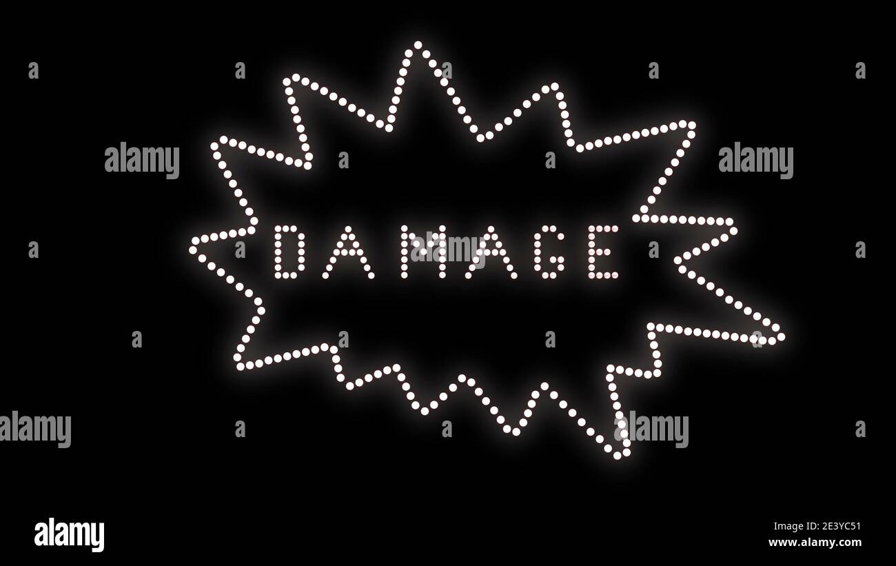 Text sign bulbs LED pixels, light flashing, blinking lights advertising ...