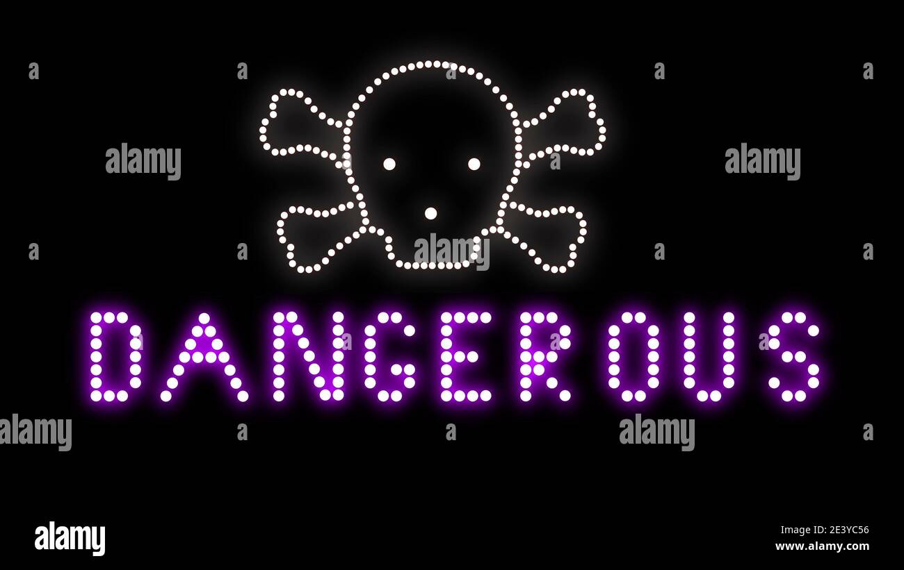 Text sign bulbs LED pixels, light flashing, blinking lights advertising ...