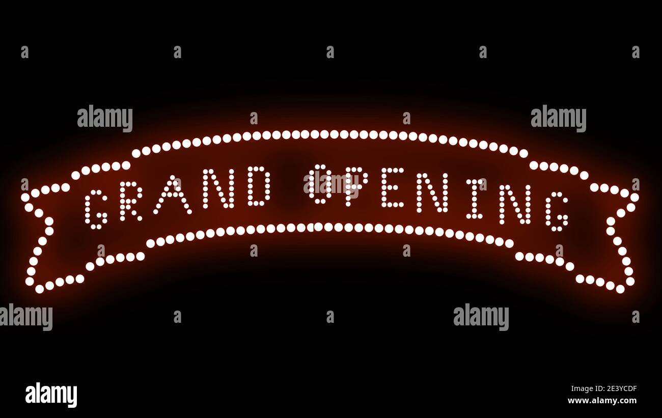 Text sign bulbs LED pixels, light flashing, blinking lights advertising ...