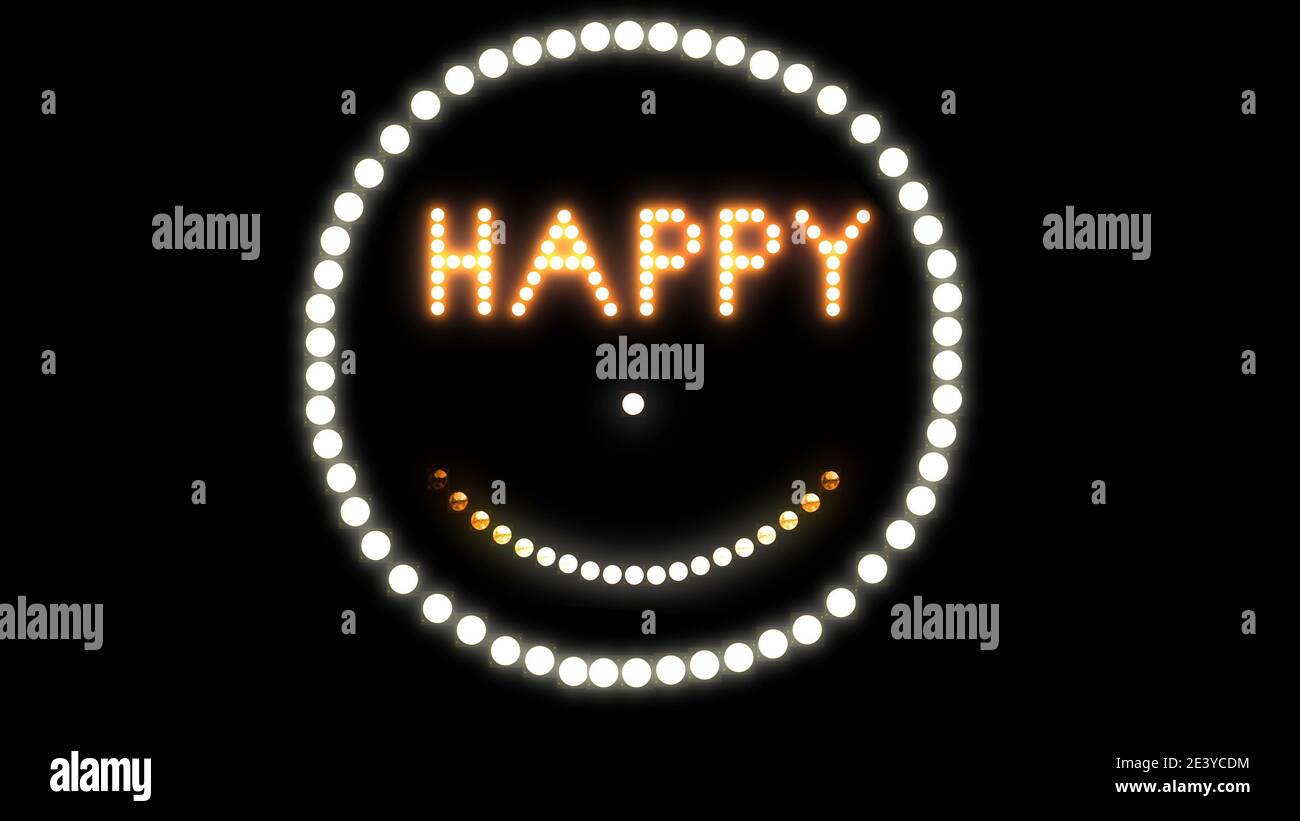 Text sign bulbs LED pixels, light flashing, blinking lights advertising ...