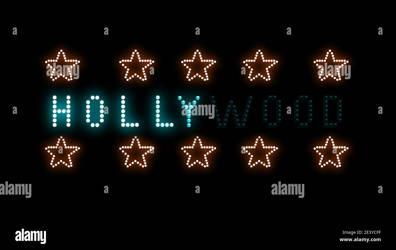 Text sign bulbs LED pixels, light flashing, blinking lights advertising ...