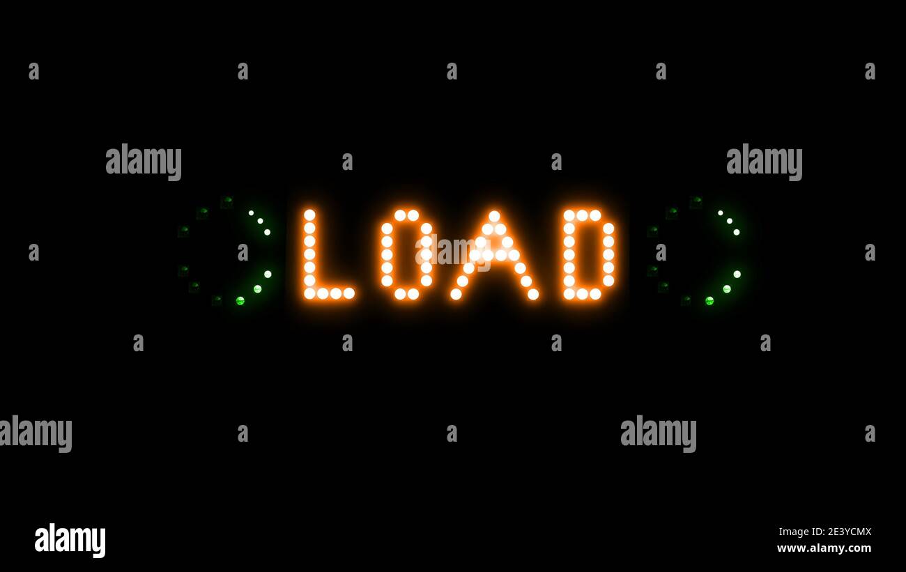 Text sign bulbs LED pixels, light flashing, blinking lights advertising ...