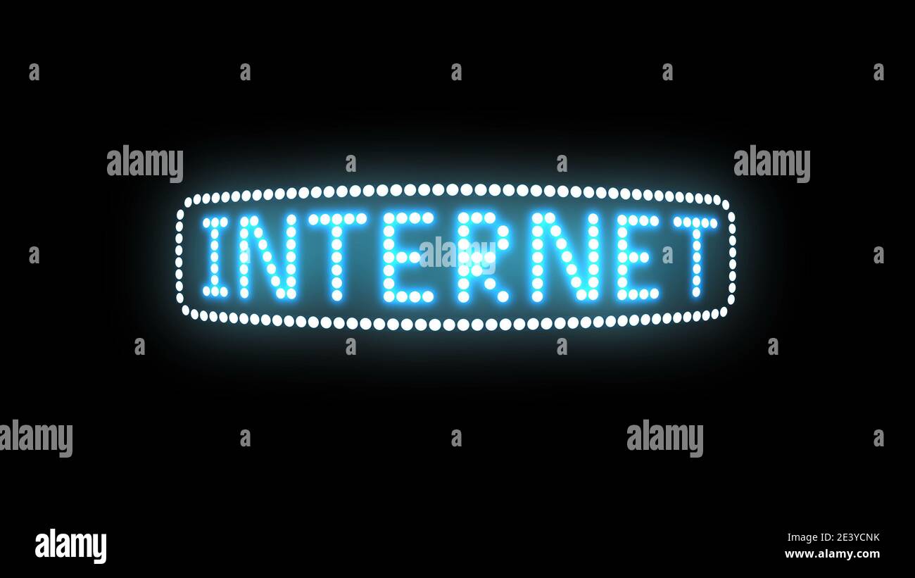 Text sign bulbs LED pixels, light flashing, blinking lights advertising ...