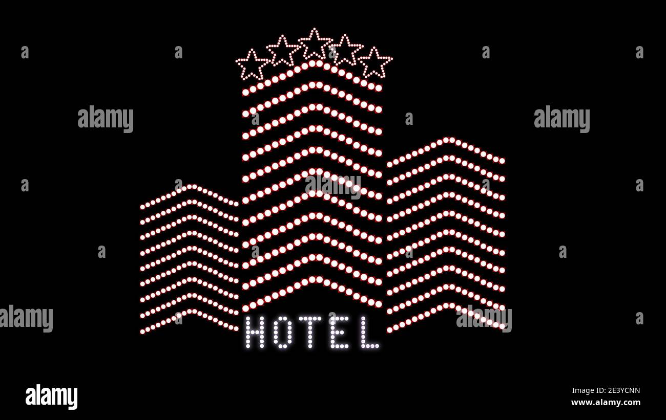 Text sign bulbs LED pixels, light flashing, blinking lights advertising ...