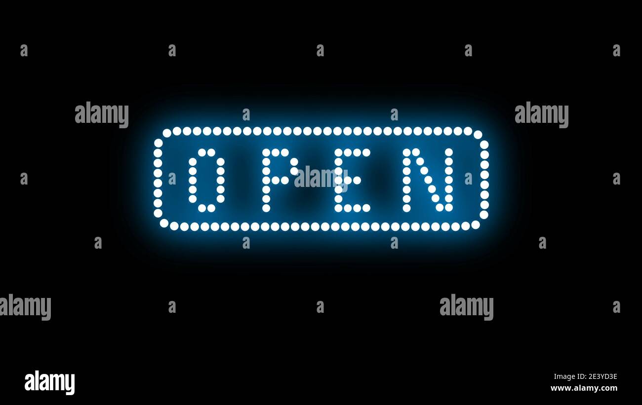 Text sign bulbs LED pixels, light flashing, blinking lights advertising ...