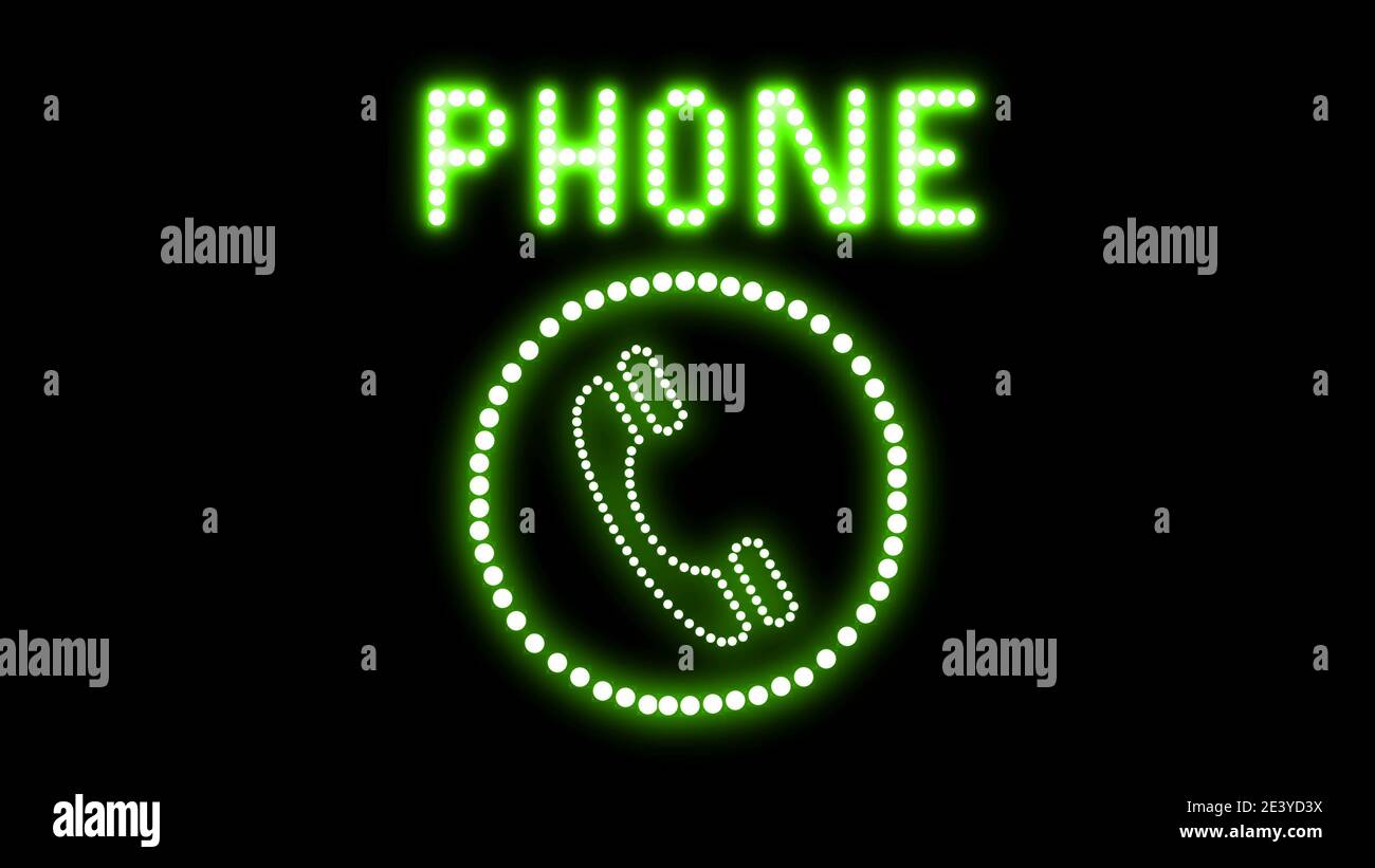 Text sign bulbs LED pixels, light flashing, blinking lights advertising ...