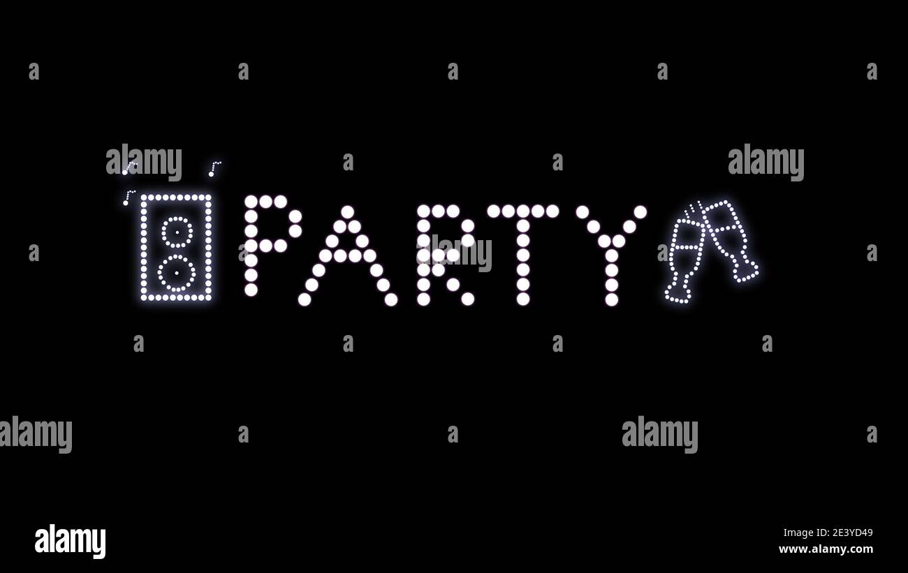 Text sign bulbs LED pixels, light flashing, blinking lights advertising ...