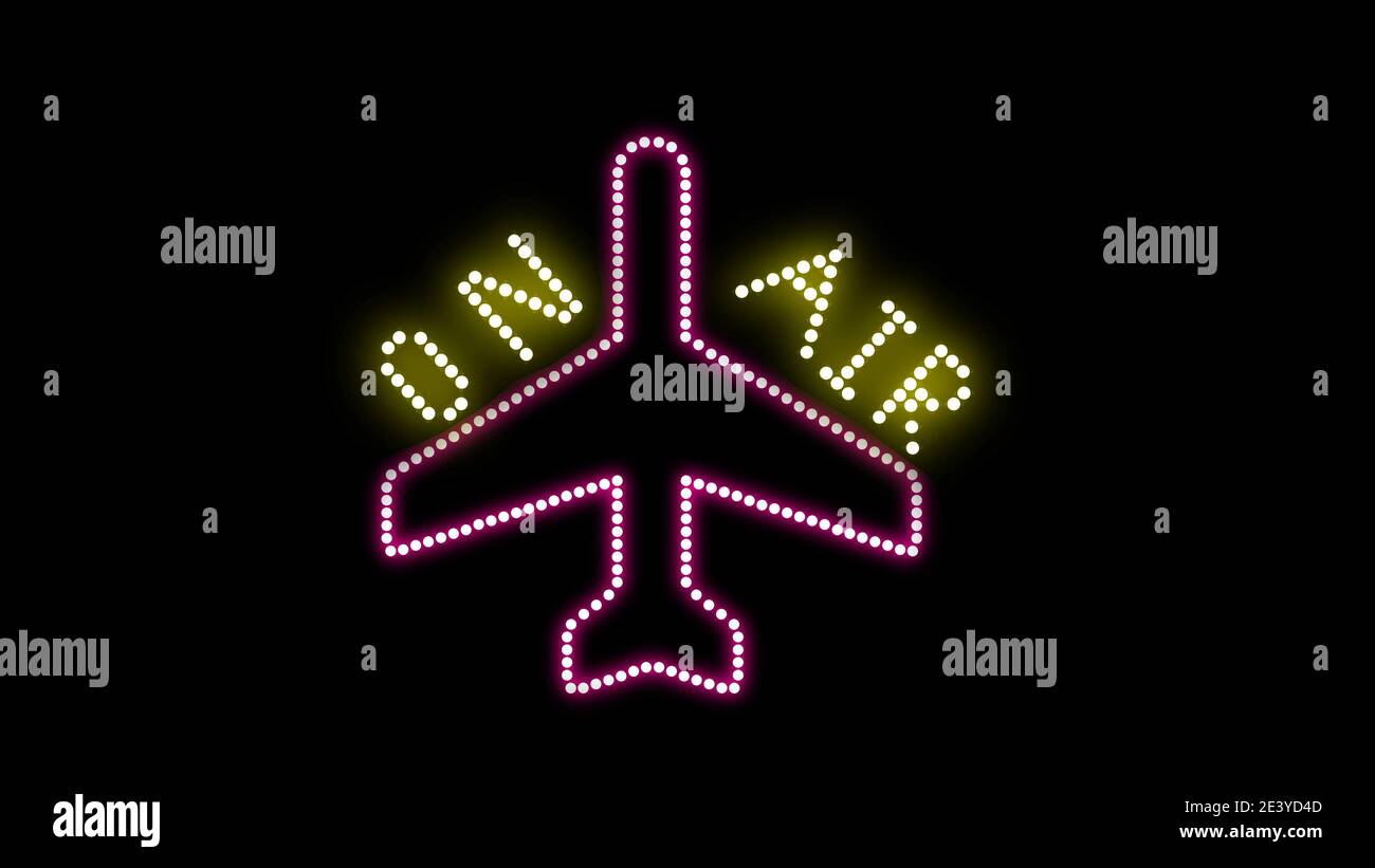 Text sign bulbs LED pixels, light flashing, blinking lights advertising ...