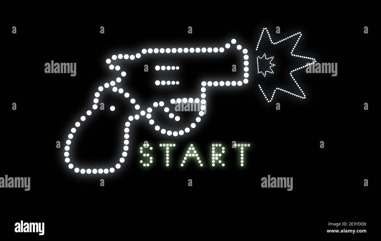 Text sign bulbs LED pixels, light flashing, blinking lights advertising ...