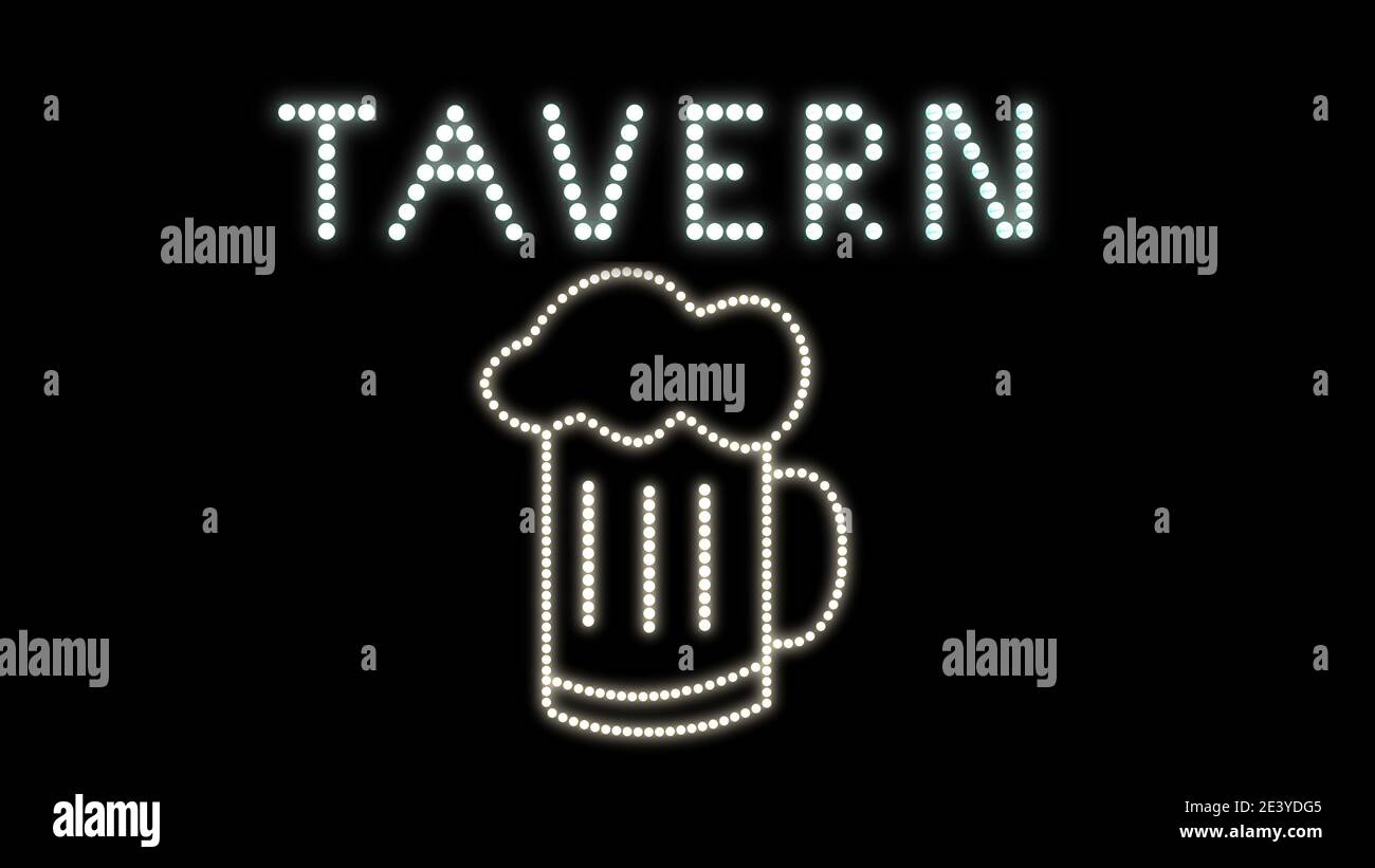 Text sign bulbs LED pixels, light flashing, blinking lights advertising ...