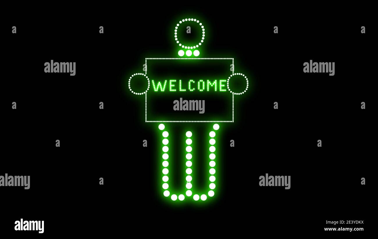 Text sign bulbs LED pixels, light flashing, blinking lights advertising ...