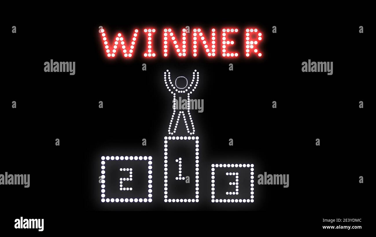 Text sign bulbs LED pixels, light flashing, blinking lights advertising ...