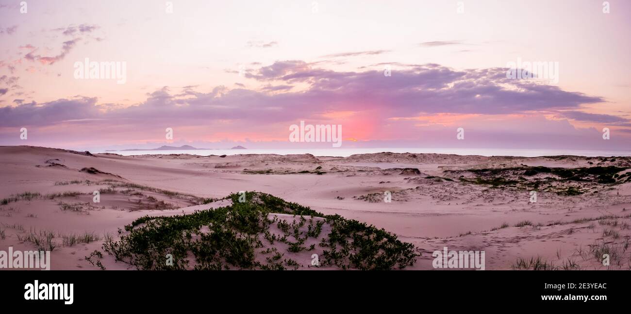 Sunrise Scape along the white sand beach in Myall Lake National Park ...