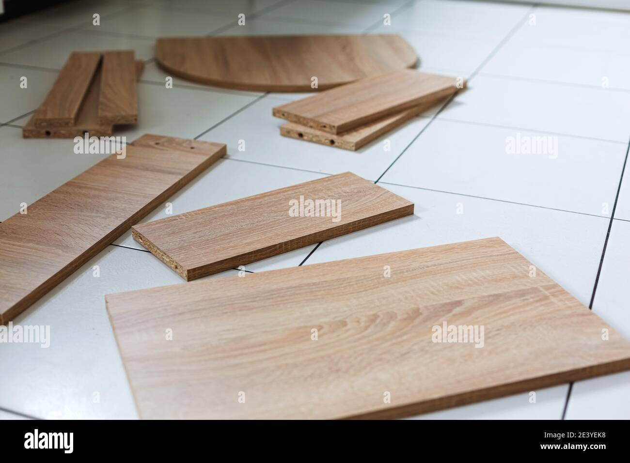 New disassembled cabinet on the floor in the kitchen of the apartment ...