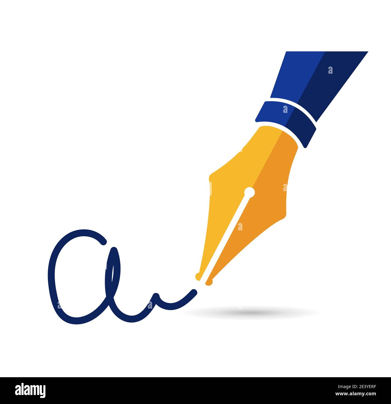 Personal signature written with a fountain pen. Gold fountain pen ...