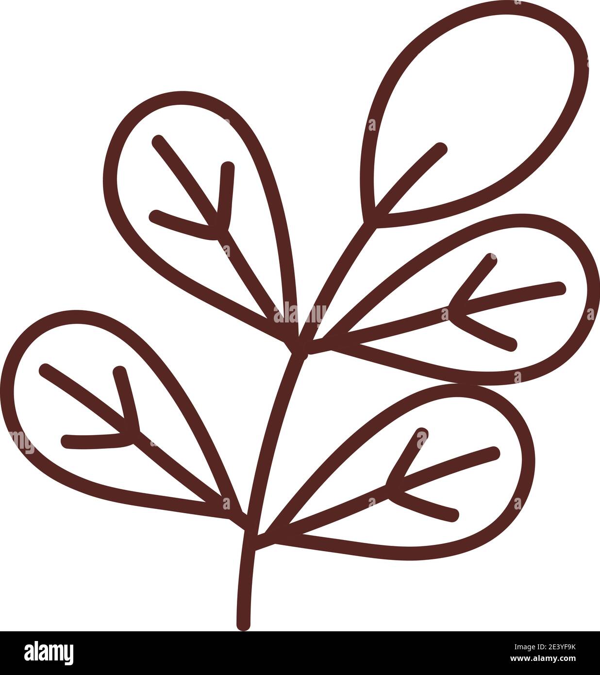 leaf with five oval leaves line style icon design of Plant natural ...