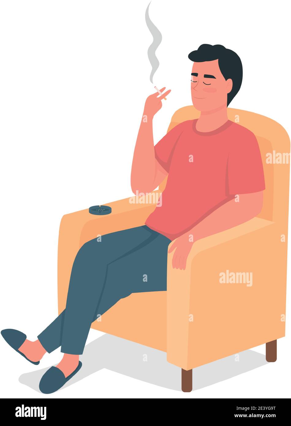 Smoking man flat color vector detailed character Stock Vector Image ...