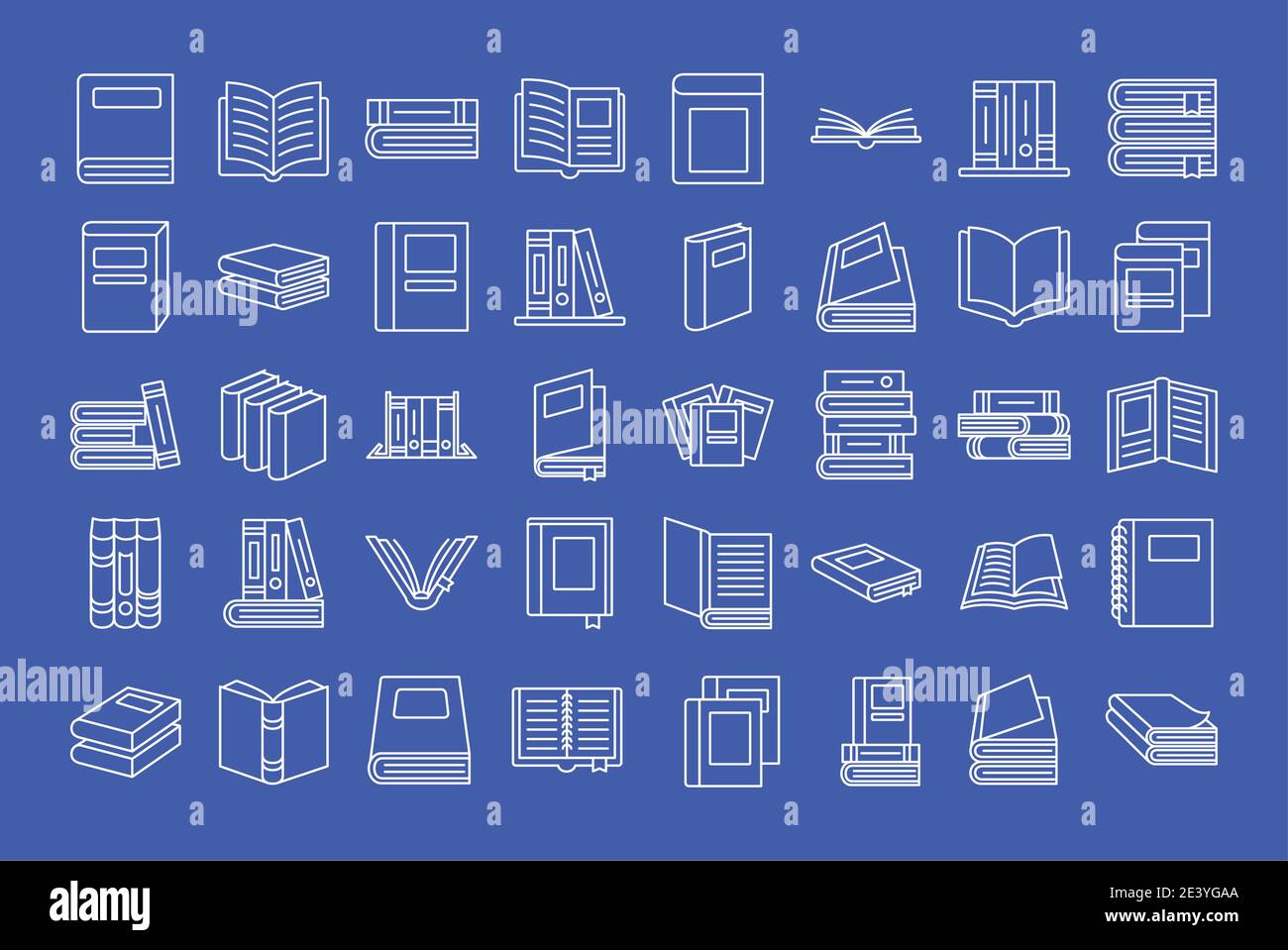 books line style icon set design, Education literature and read theme ...