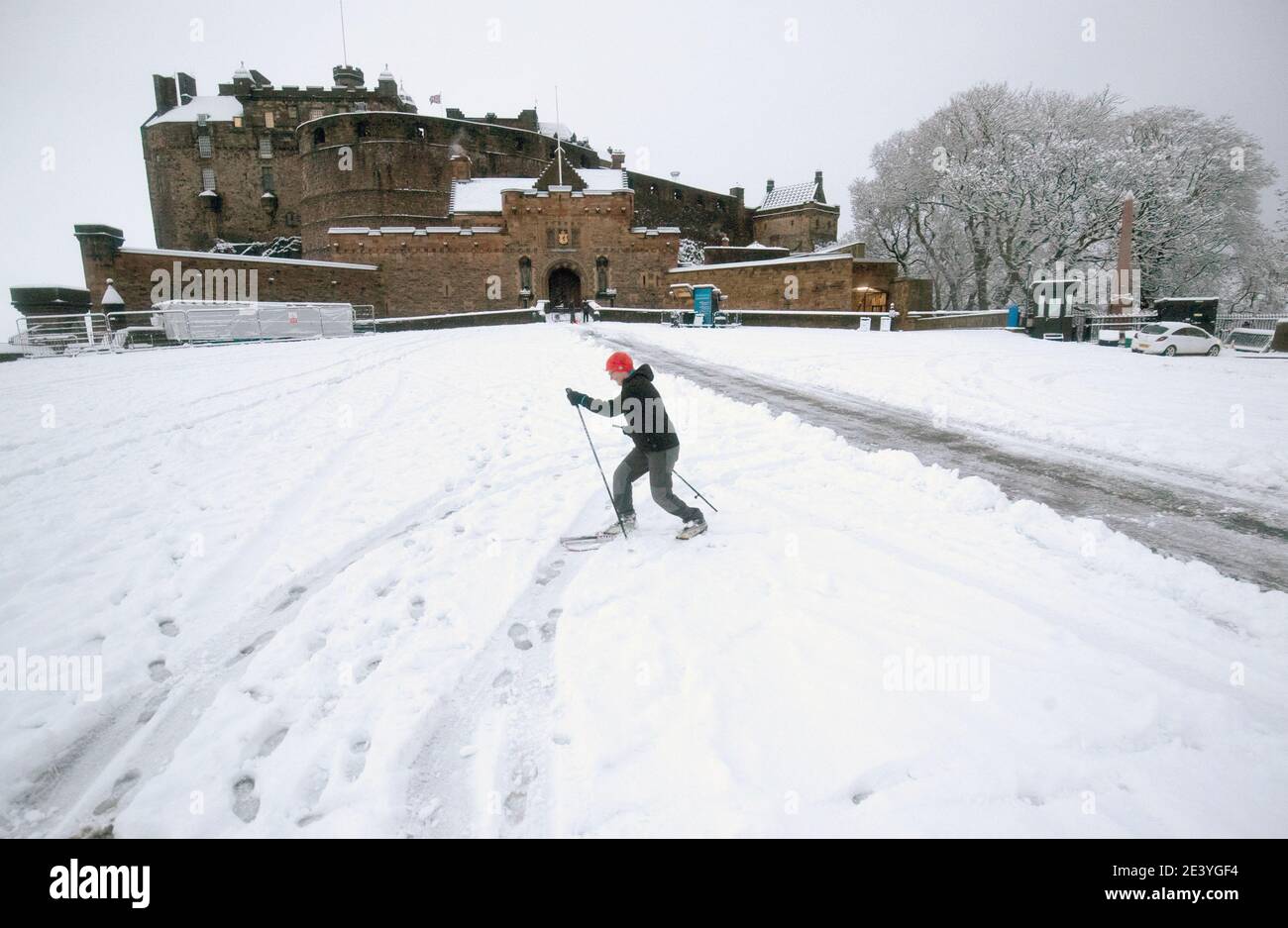 Sarah Wolffe skies through the snow across the Esplanade in front of ...