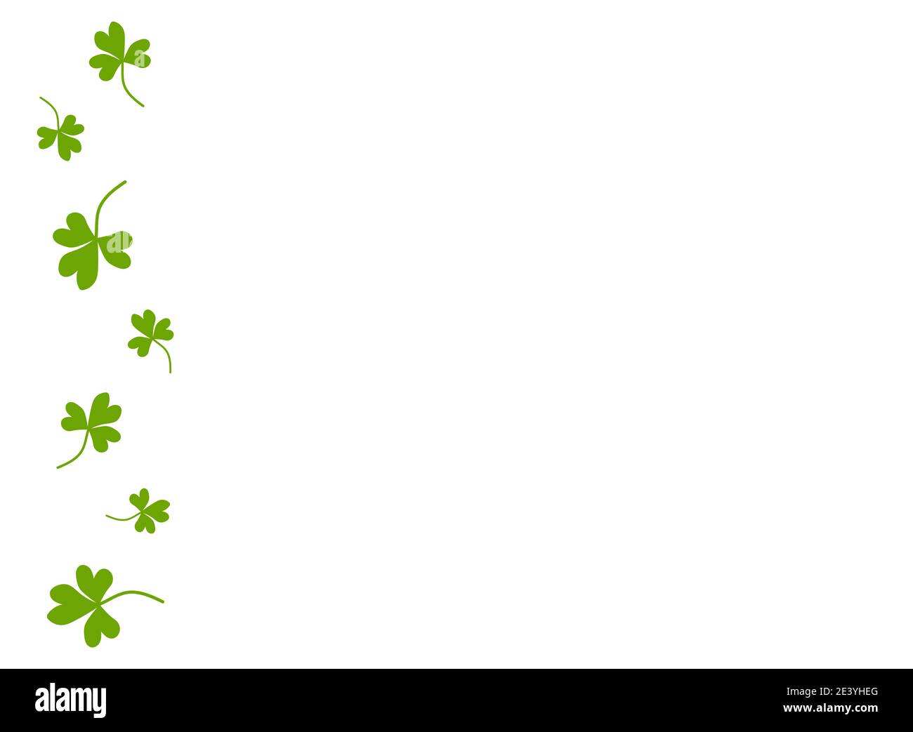 Wide white horizontal background with green Shamrock blades of grass ...