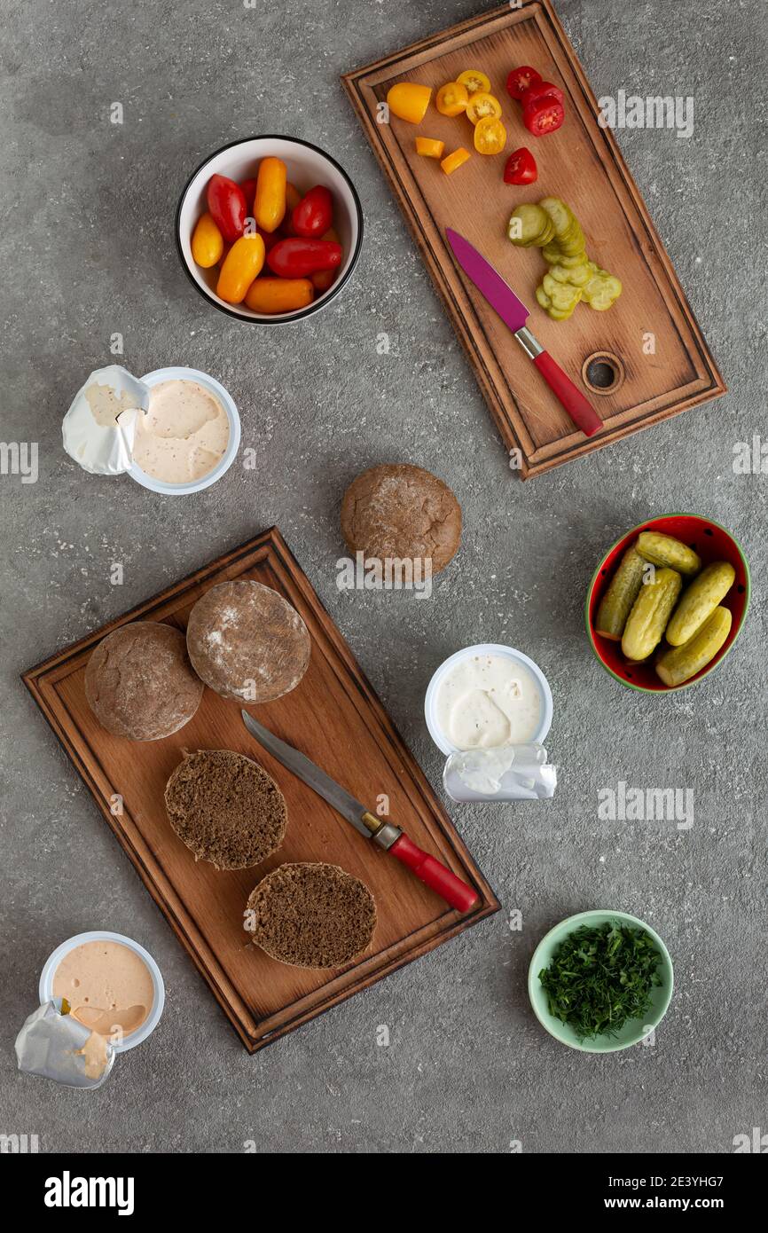 Cooking Vegetarian Spread Sandwiches with Vegetables Stock Photo - Alamy