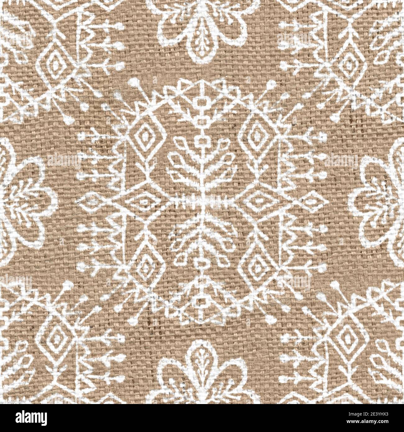 Seamless burlap with white paint pattern overlay Stock Photo - Alamy
