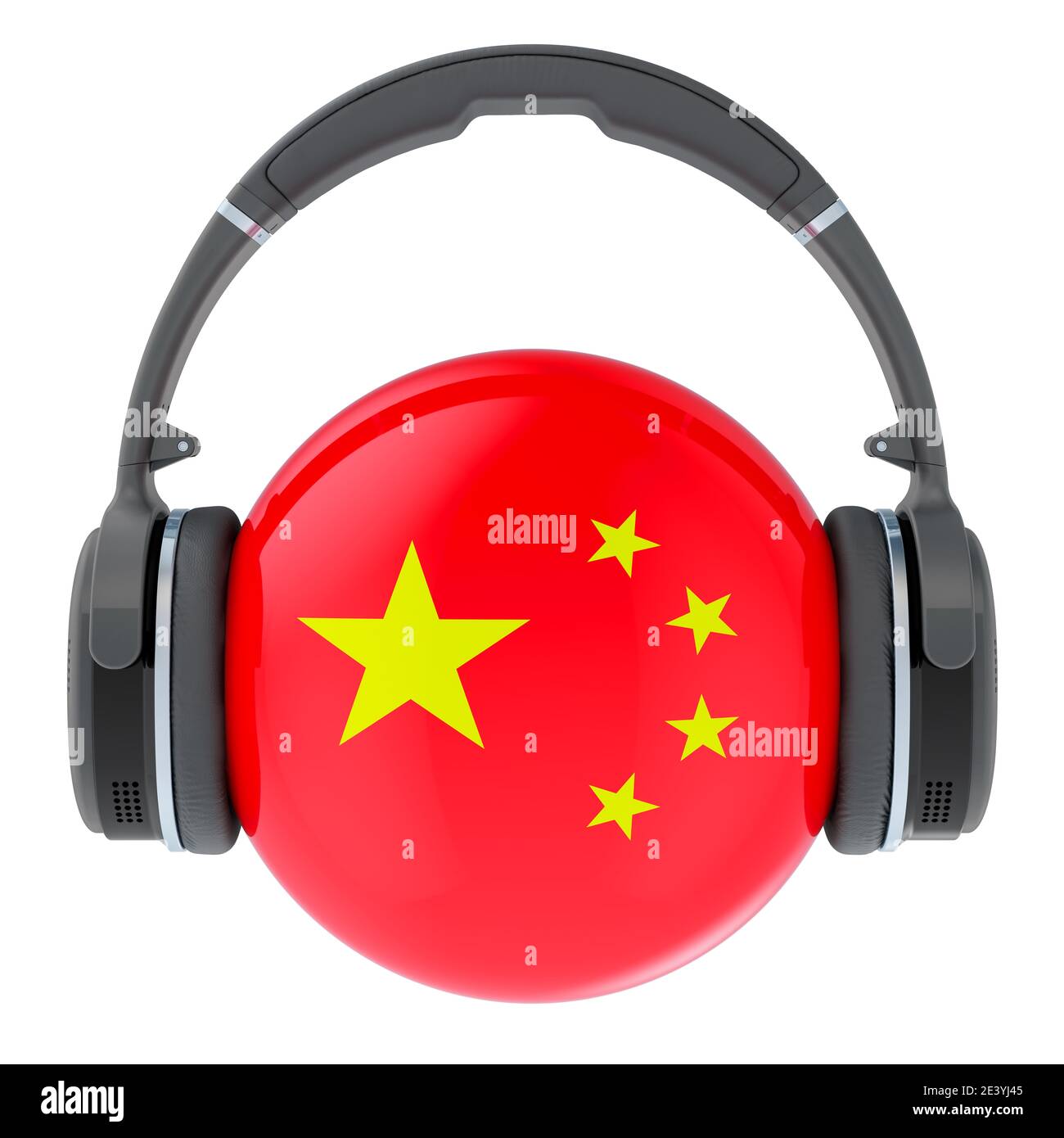 Headphones with Chinese flag, 3D rendering isolated on white background ...