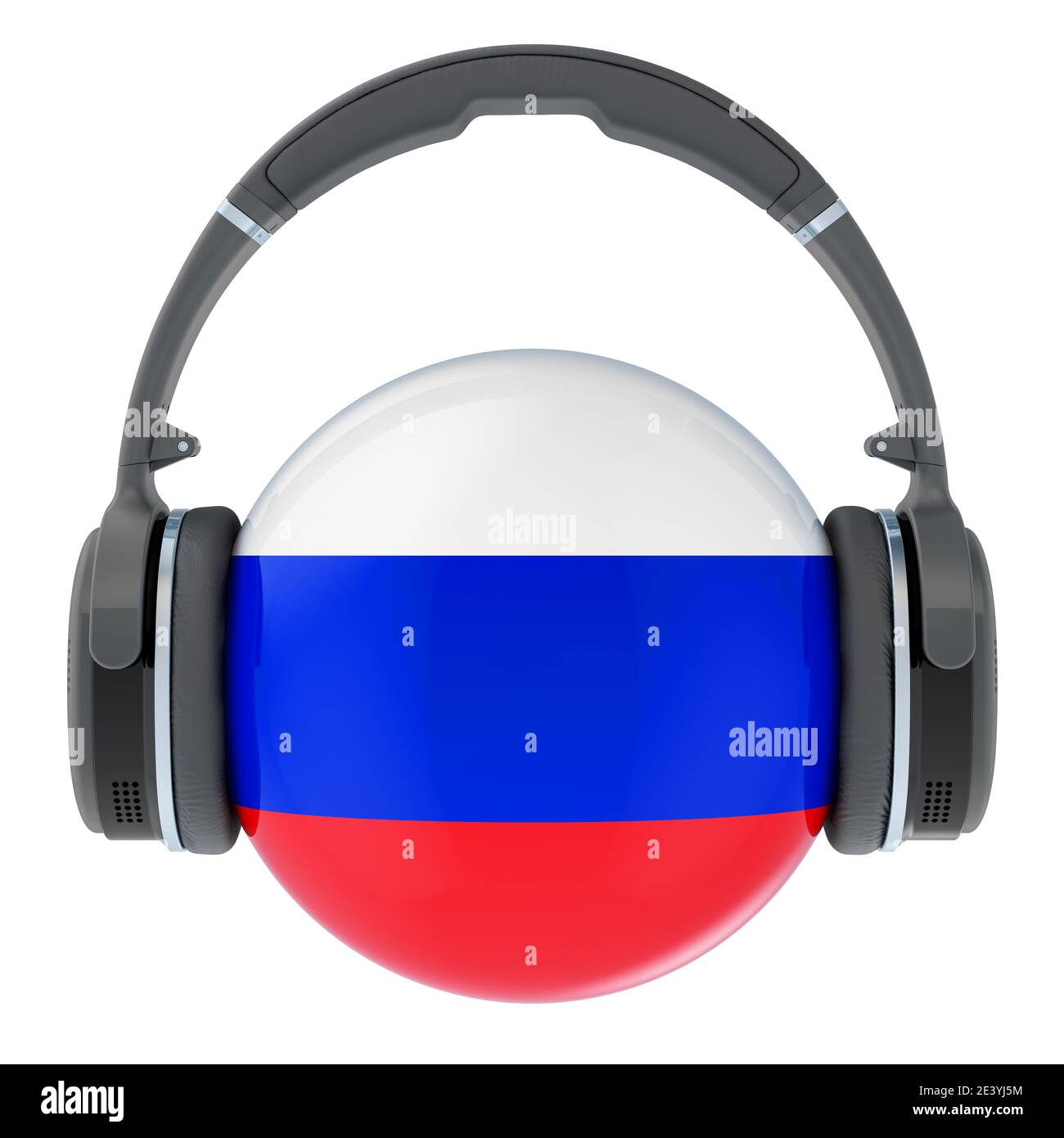 Headphones with Russian flag, 3D rendering isolated on white background ...