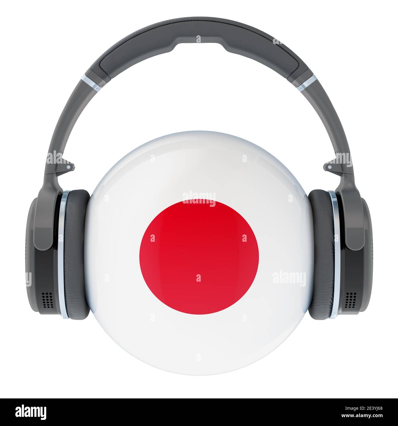 Headphones with Japanese flag, 3D rendering isolated on white ...