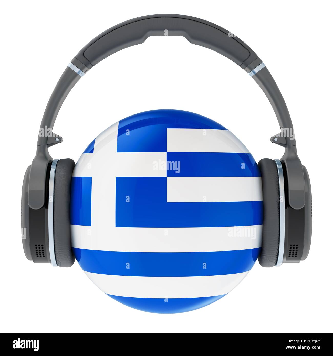 Headphones with Greek flag, 3D rendering isolated on white background ...