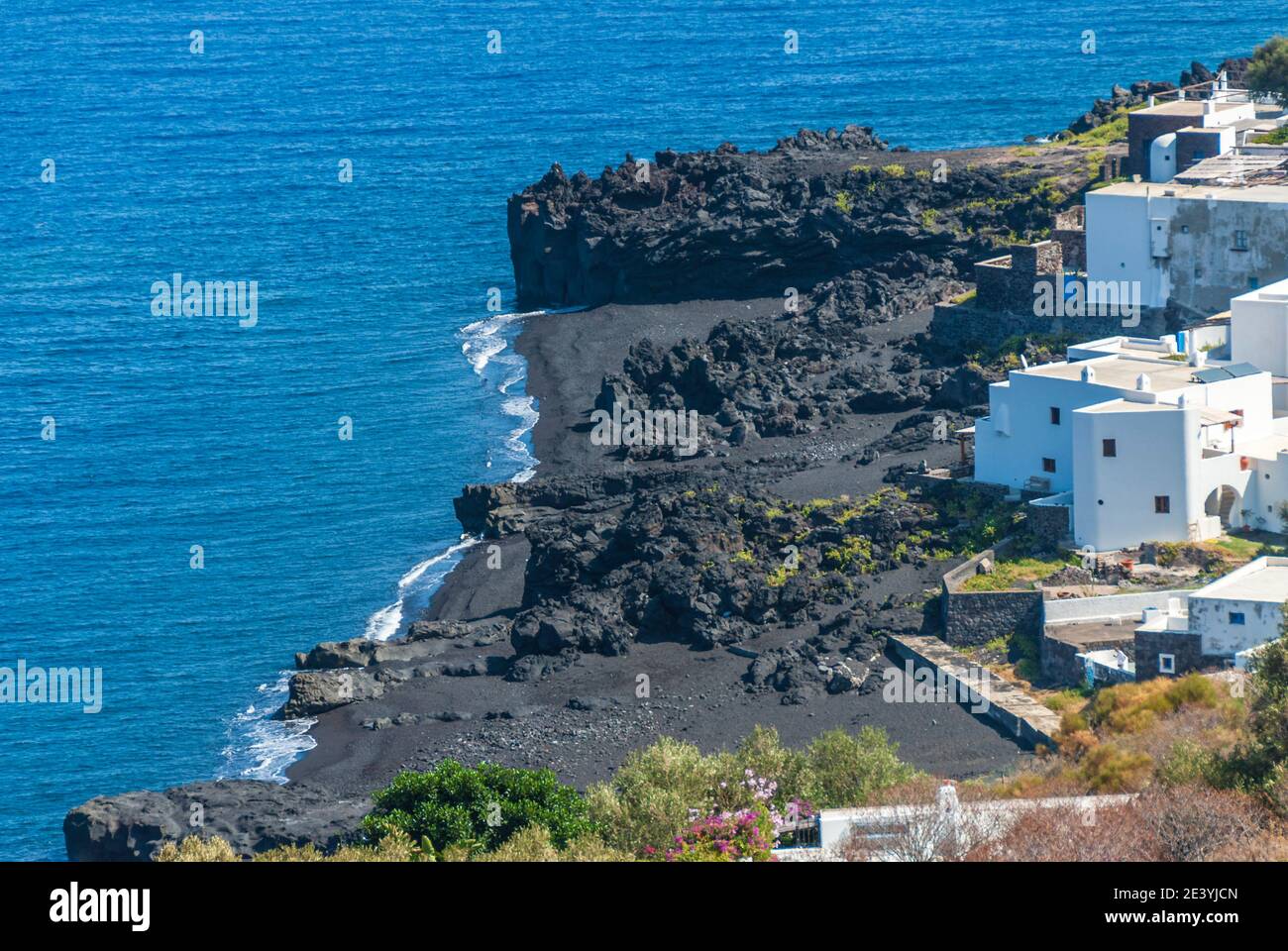 Famous black beach of lava sand on Stromboli island Stock Photo - Alamy