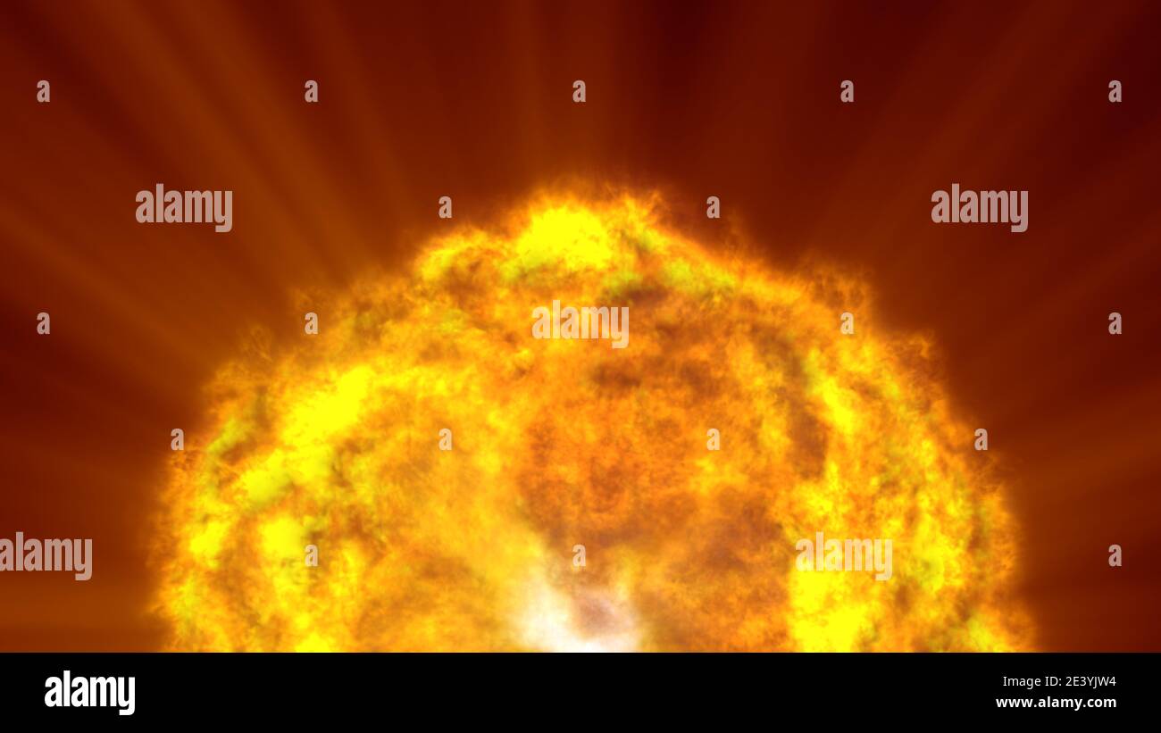 fire flame ball explosion in space, abstract illustration Stock Photo ...