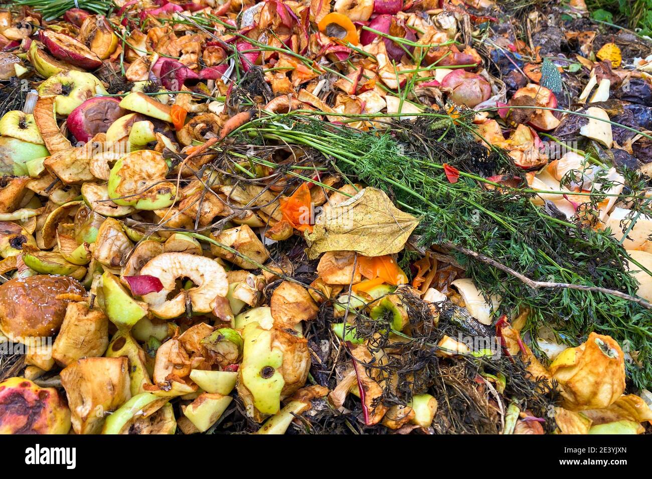 Composting at home concept - background made with food waste and ...