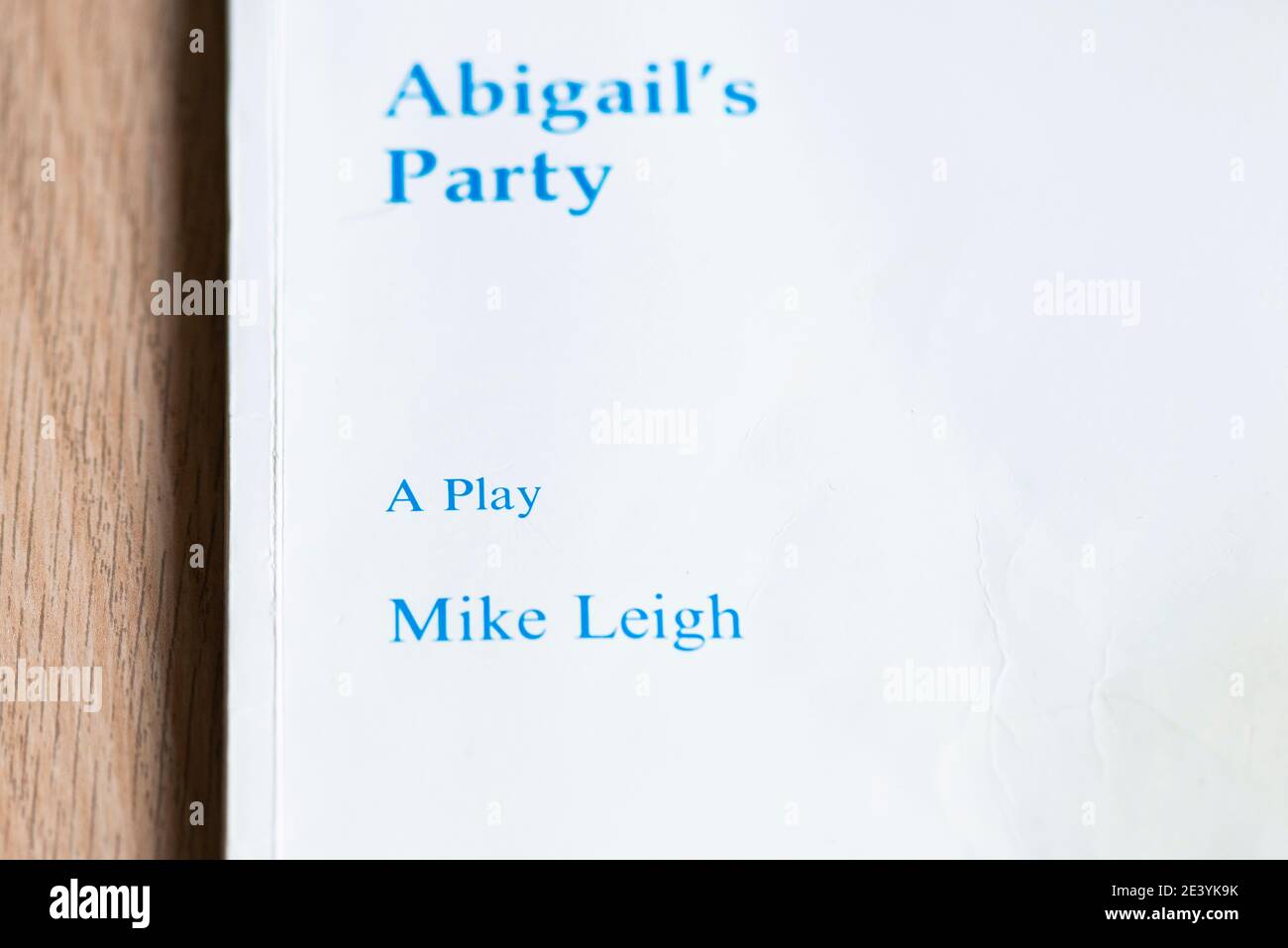 Front cover of the play script for Abigail's Party by Mike Leigh Stock ...