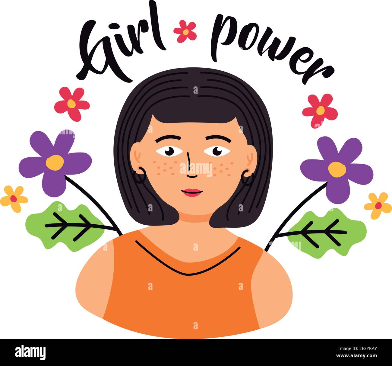 Girl power woman cartoon with flowers design of Empowerment female ...