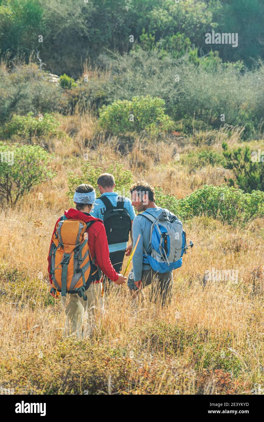 Hikers exploring the hilly island of Lipari Stock Photo - Alamy