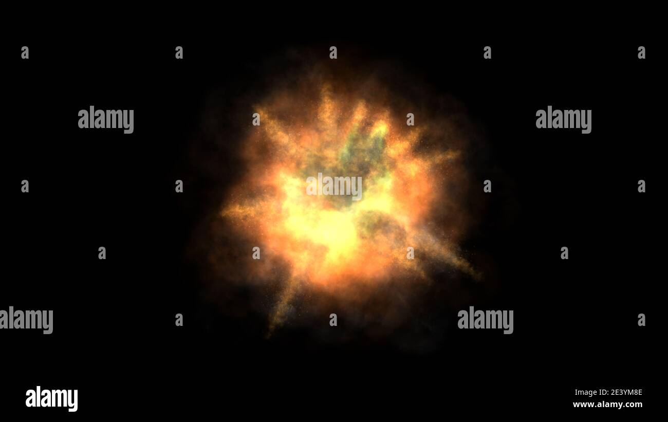 fire flame ball explosion in space, abstract illustration Stock Photo ...