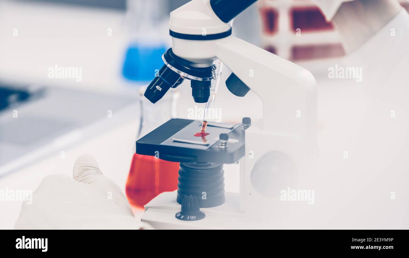 close up. microscope is on the table in the lab Stock Photo - Alamy