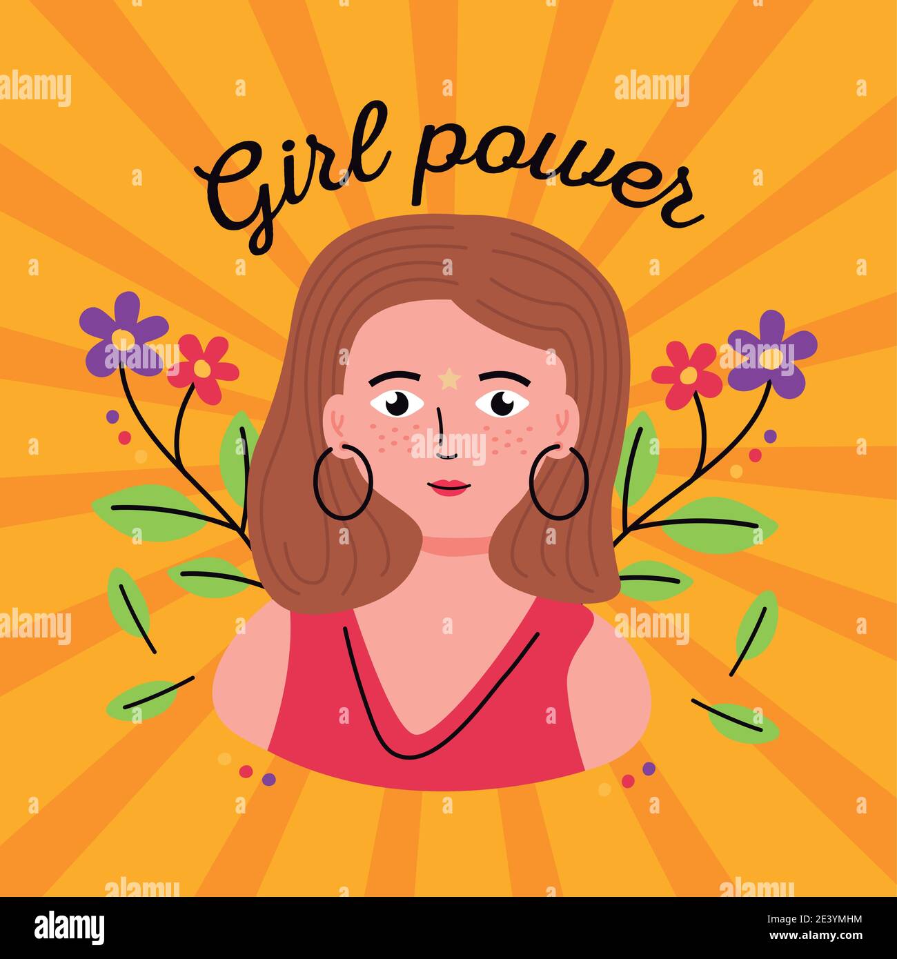 Girl power woman cartoon on striped background design of Empowerment ...