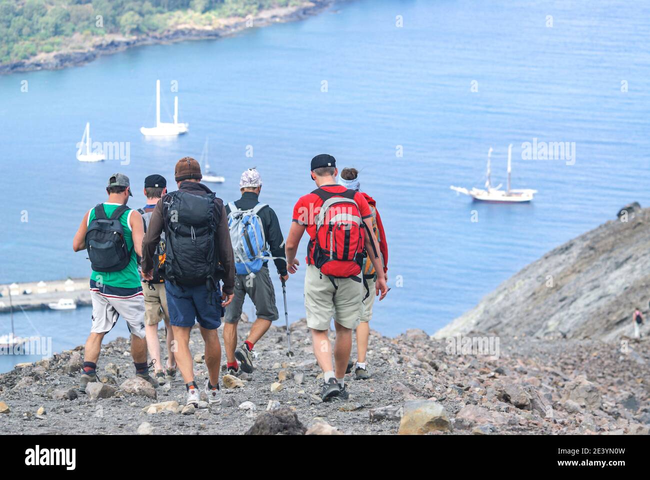 Hikers descending from Volcano Stock Photo - Alamy