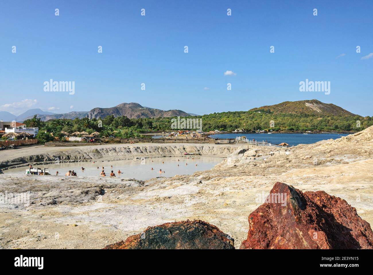 Sulphur mud bath on Vulcano Stock Photo - Alamy