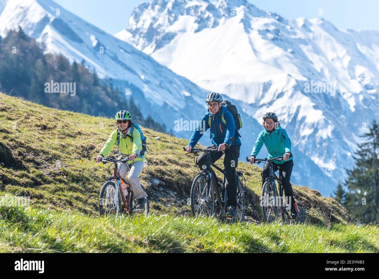Excursion with bicycle into a nice valley in Allgäu Alps Stock Photo ...