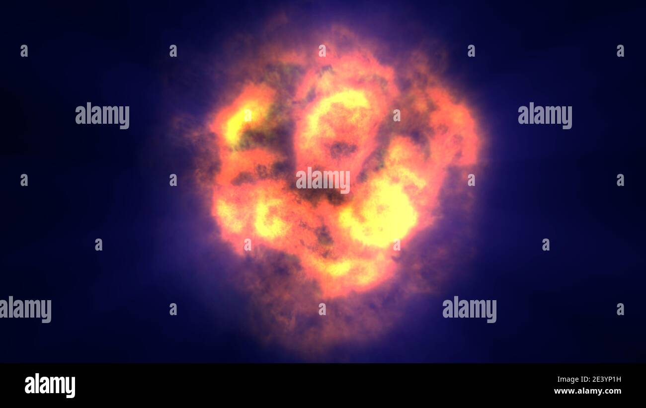 fire flame ball explosion in space, abstract illustration Stock Photo ...
