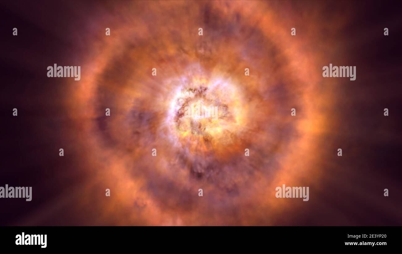 fire flame ball explosion in space, abstract illustration Stock Photo ...