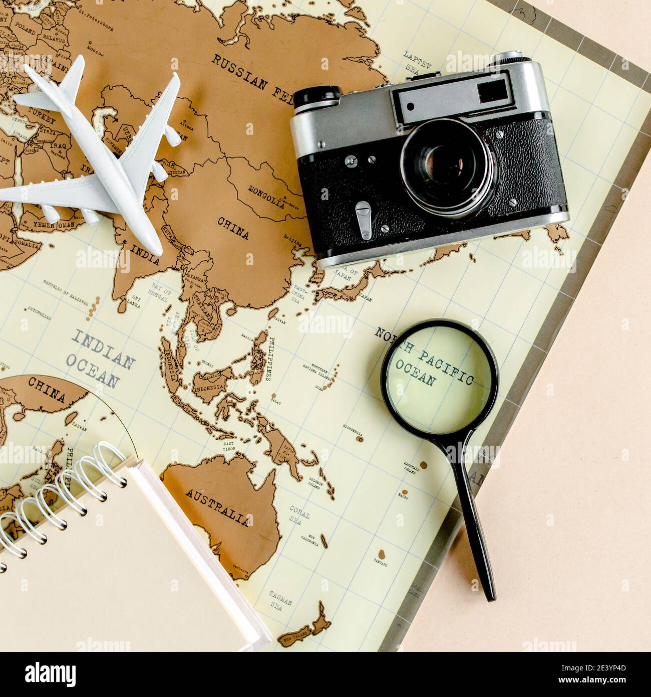 Planning vacation, travel plan, trip vacation using world map along ...