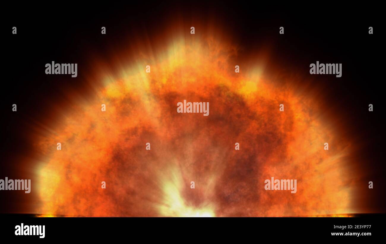 fire flame ball explosion in space, abstract illustration Stock Photo ...