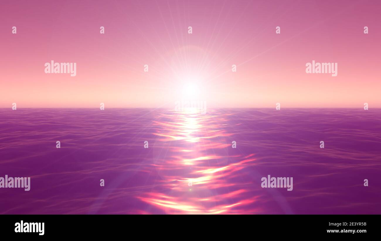 panorama of the ocean sunset, sea sunset, 3d render illustration Stock ...