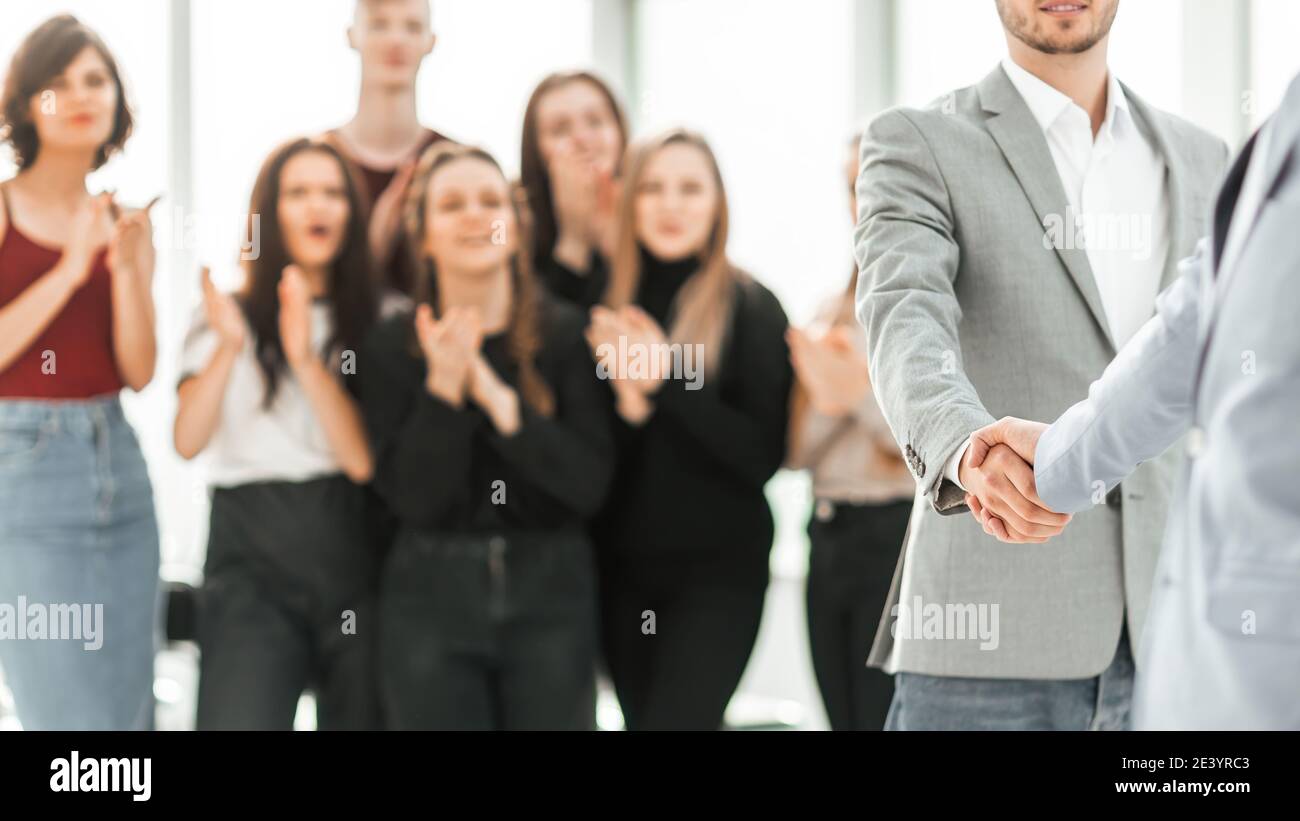 close up. business people greet each other Stock Photo - Alamy