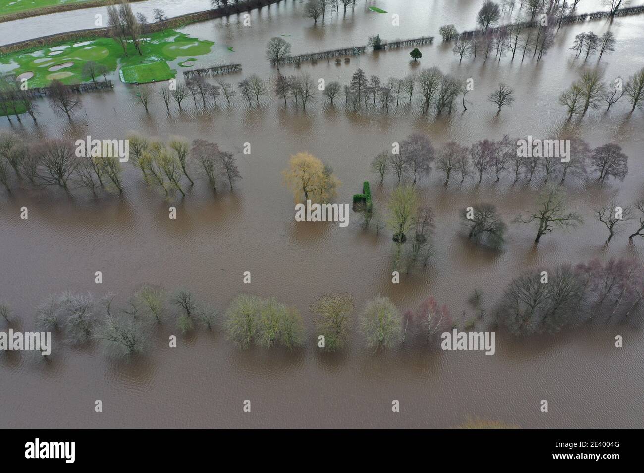 Flood waters in the Didsbury area of Manchester, as Storm Christoph ...