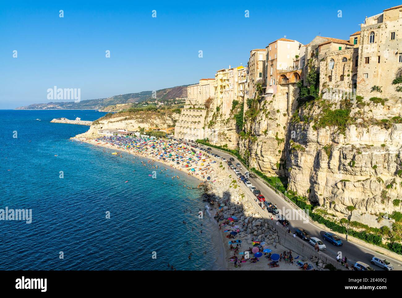 View of Tropea, a popular seaside resort town in Calabria region with ...